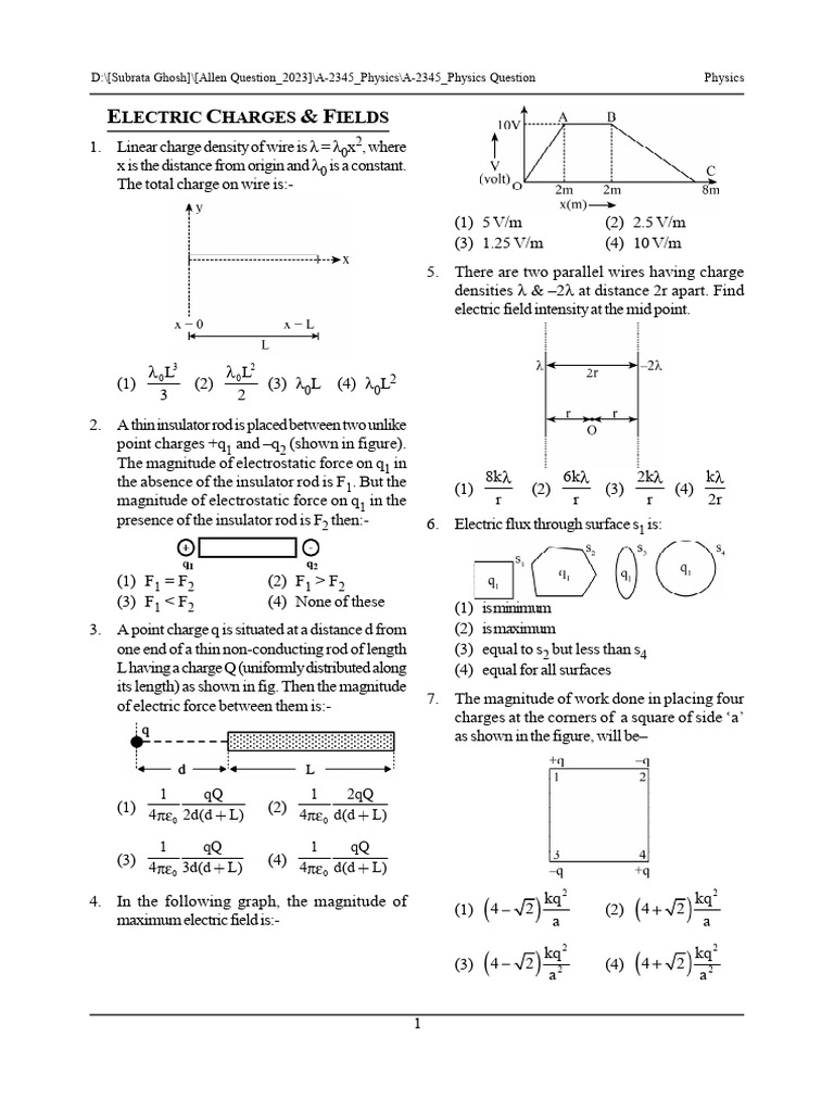 A-2345 - Physics Question - F | PDF | Electrostatics | Quantity