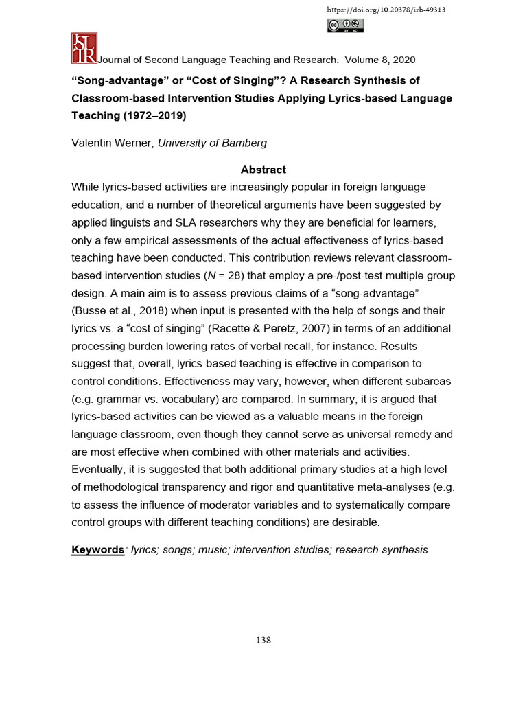 Werner 2020 | PDF | Second Language Acquisition | Language Education