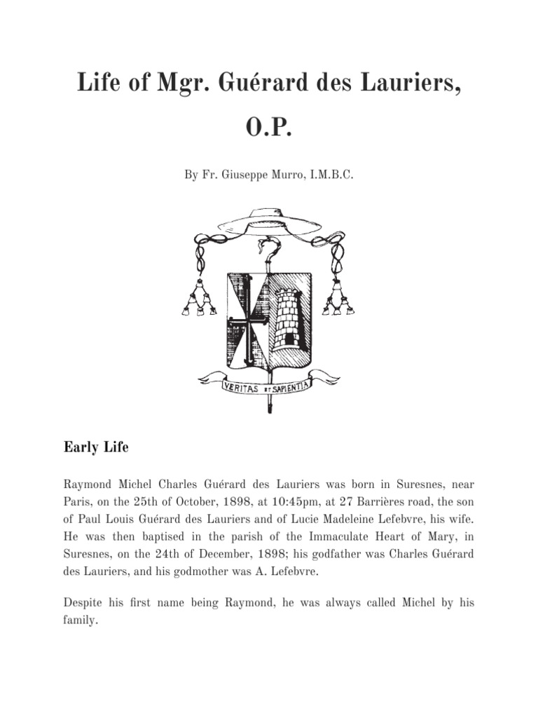 Life of Mgr. Guérard des Lauriers | PDF | Catholic Church | Second ...
