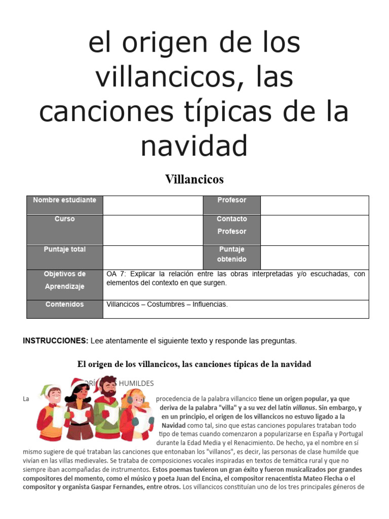 Villancicos: Origen y Evolución Navideña | PDF | Canciones | Navidad