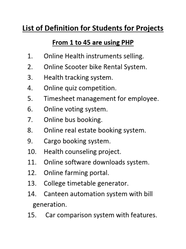 List of Definition For Students For Projects | PDF | Business | Computers