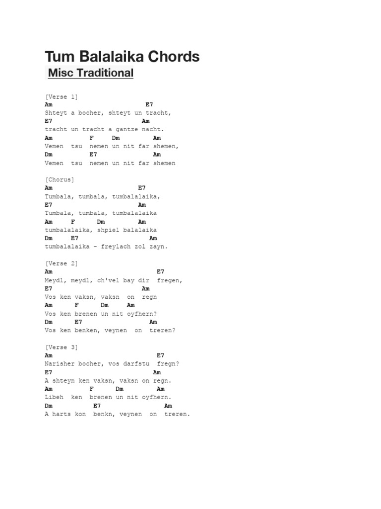 Tum Balalaika Chords | PDF