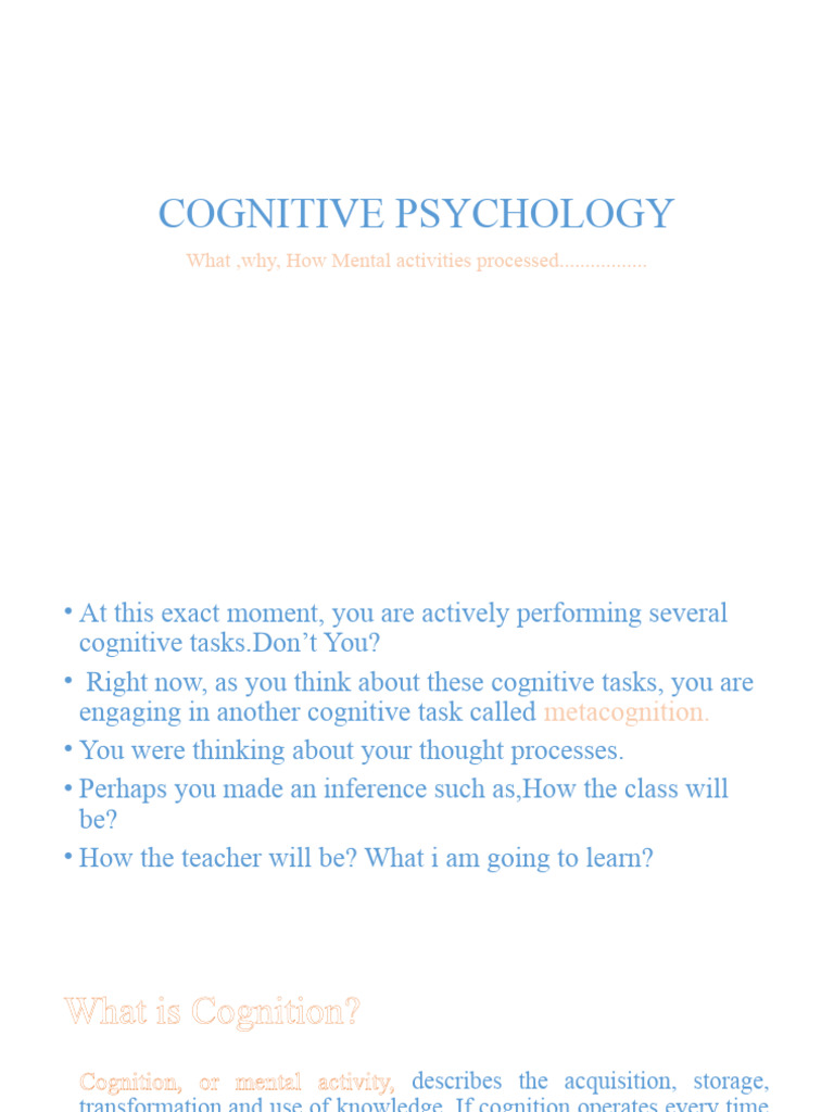 UNIT-I-cognitive Psychology 1 | PDF | Empiricism | Cognitive Psychology
