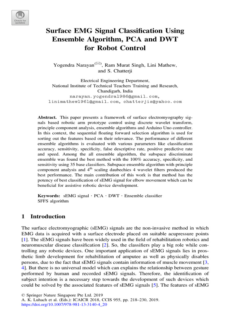 Surface Emg Signal Classification Using Ensemble Algorithm For Robot 4836