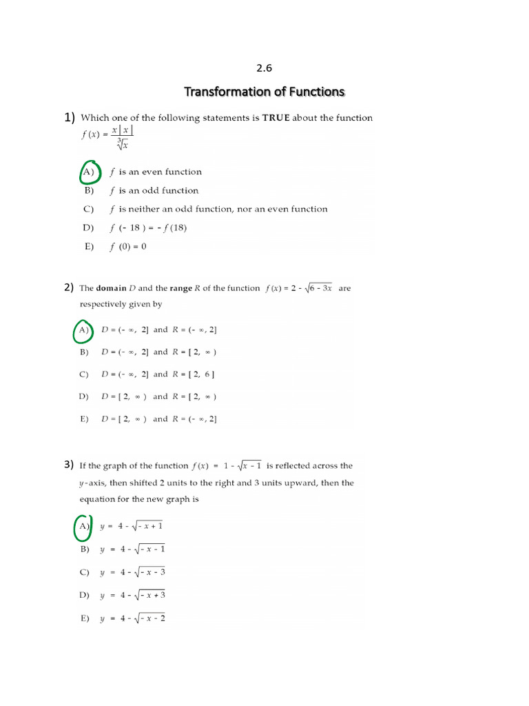 Transformation of Functions 1) | PDF | Function (Mathematics) | Mathematical Relations