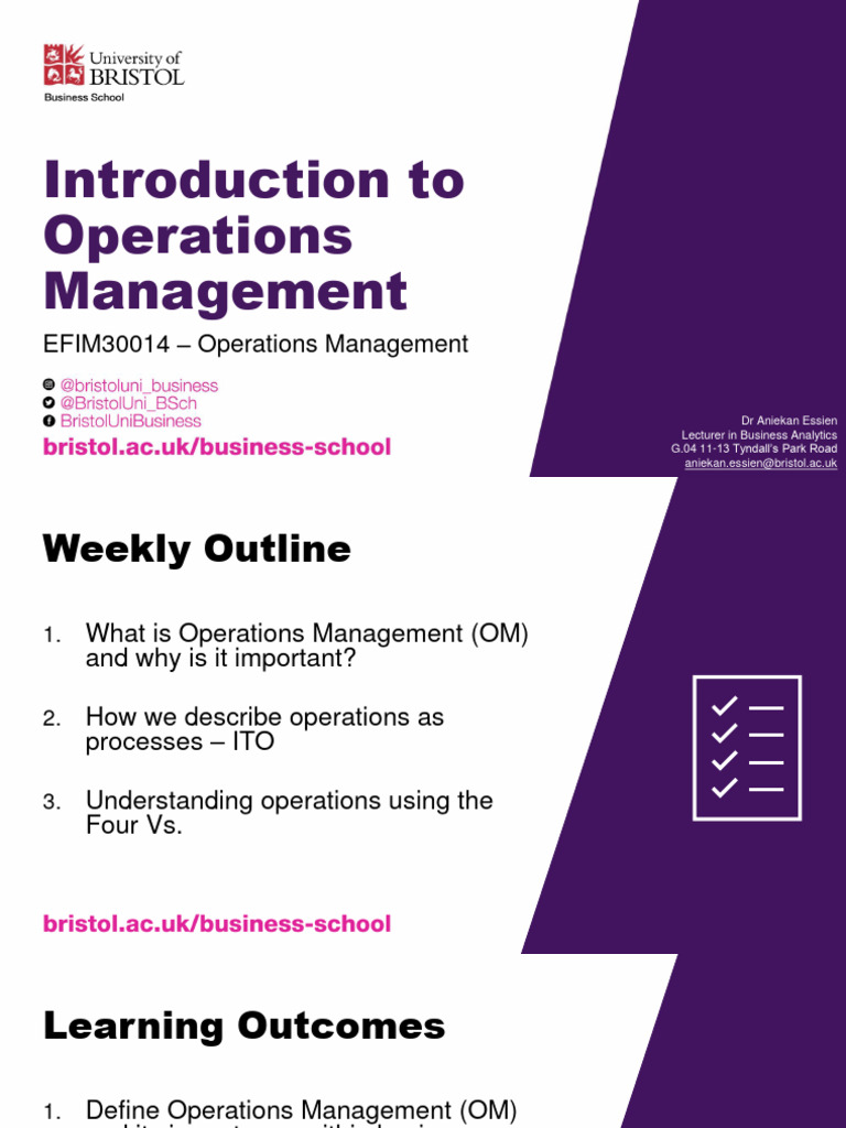 Operations Management Week 1 - Unit Introduction | PDF | Operations ...