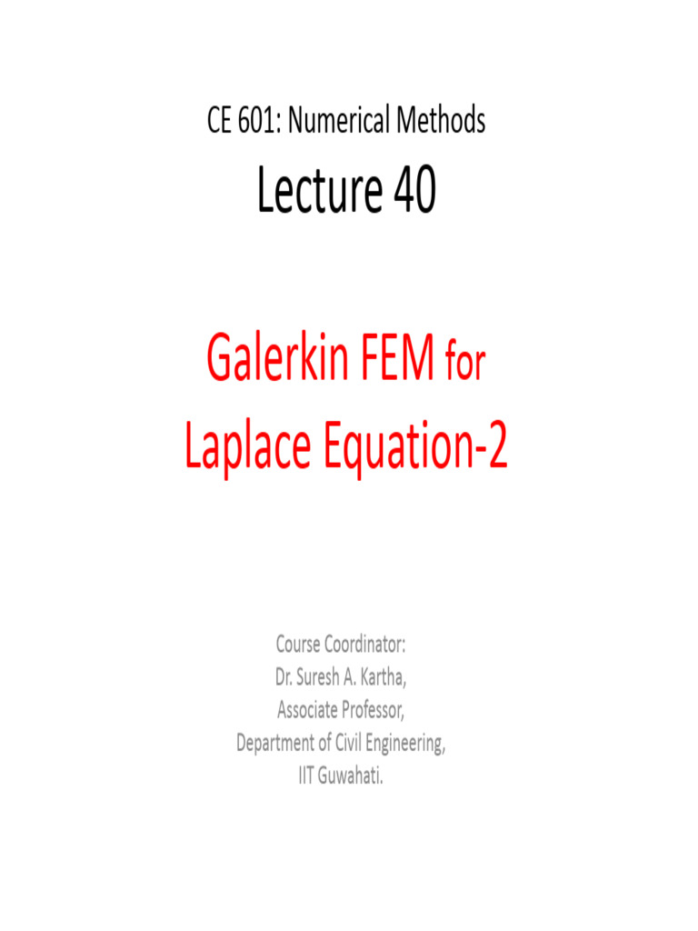 CE601 Num Meth Lecture 40 | PDF | Partial Differential Equation | Mathematical Relations
