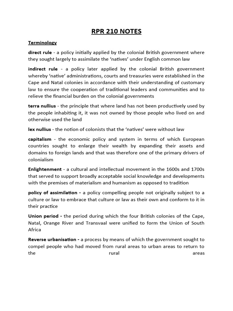 RPR 210 Notes | PDF | Jurisprudence | Colonialism