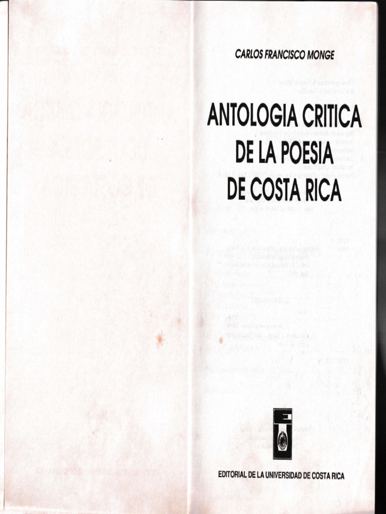 AntologíaCríticaPoesíaCostarricense CFM | PDF