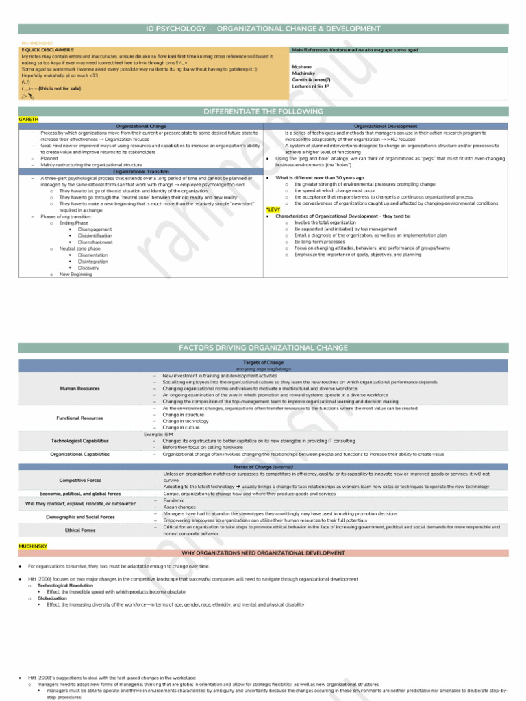 IO Organizational Change - Development | PDF