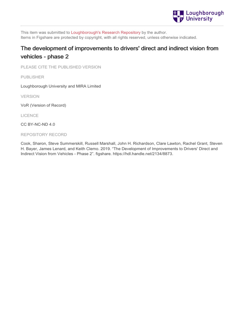 DFT - Direct and Indirect Vision - Phase 2 Report - Final Version | PDF ...