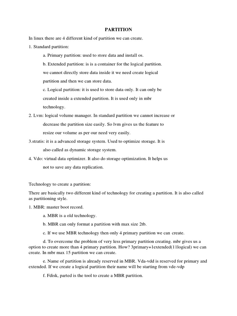 PARTITION | PDF | File System | Computer Architecture PARTITION | PDF | File System | Computer Architecture