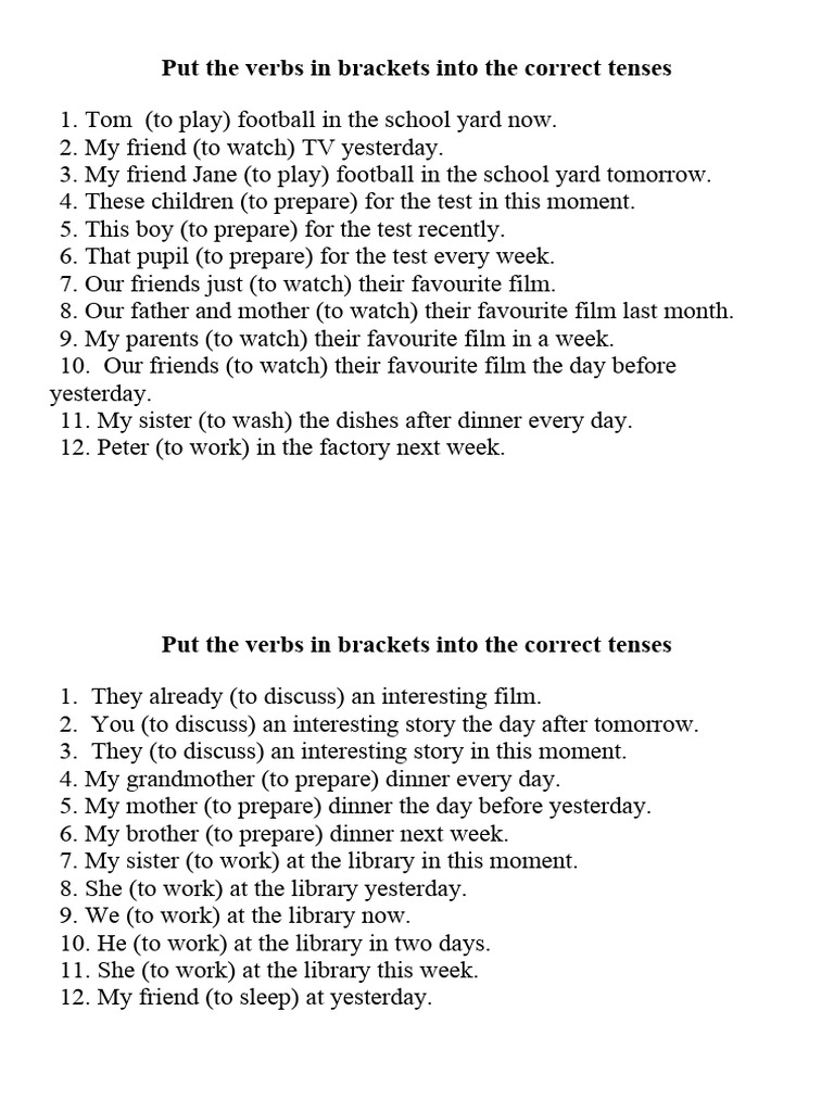 PUT Verbs | PDF | Grammatical Tense