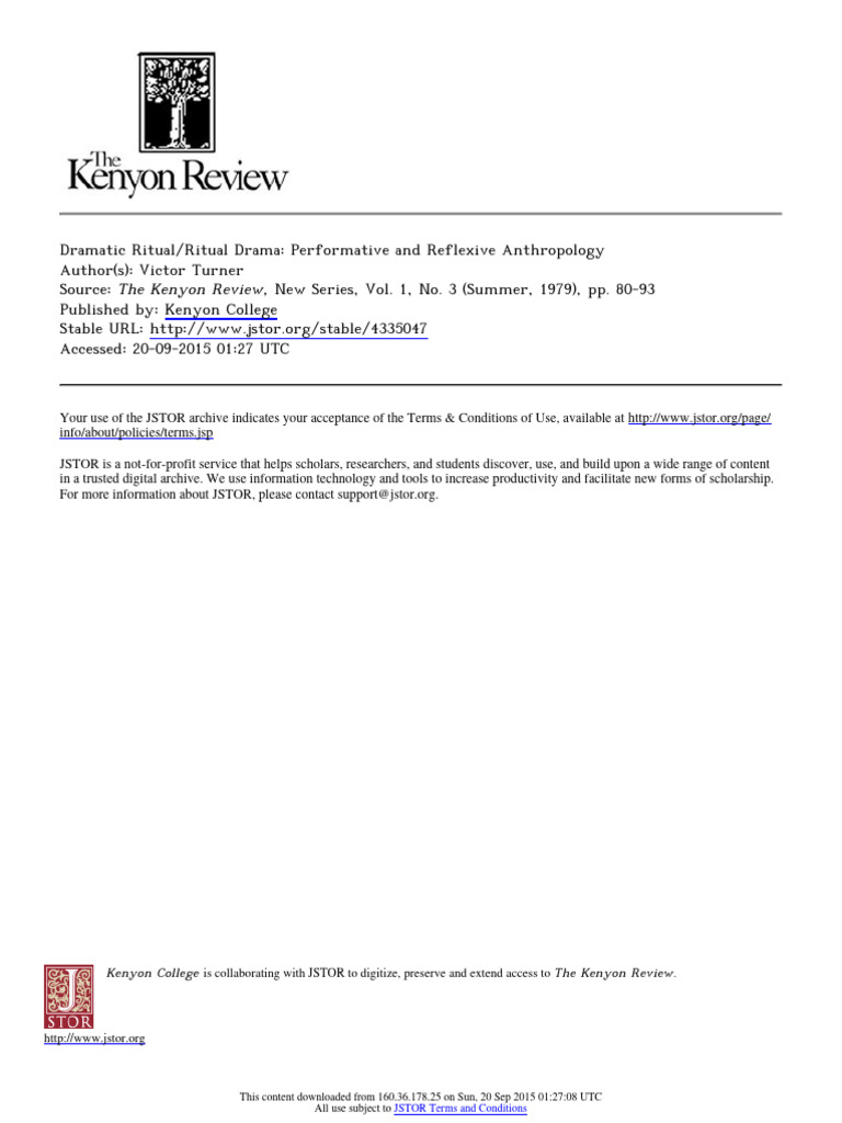 Turner, Victor W. - Dramatic Ritual - Ritual Drama. Performative and ...