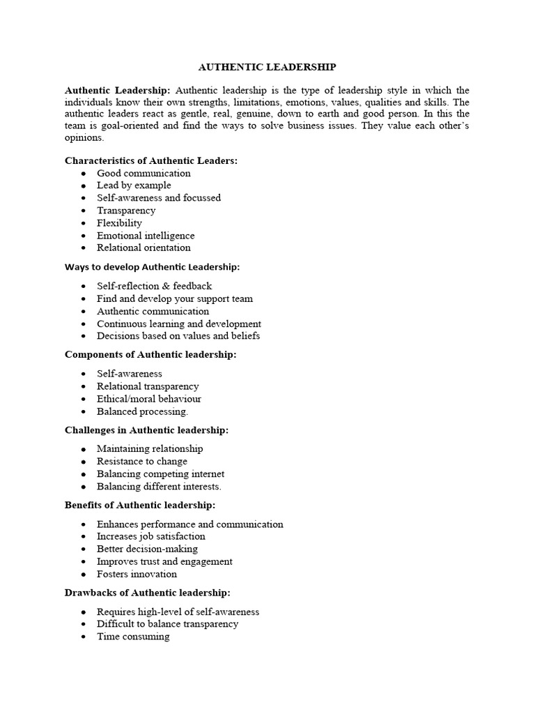 Authentic Leadership | PDF