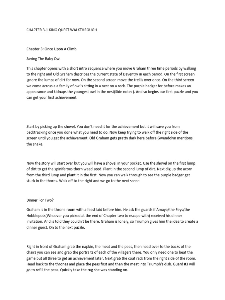 Chapter 3-1 King Quest Walkthrough | PDF