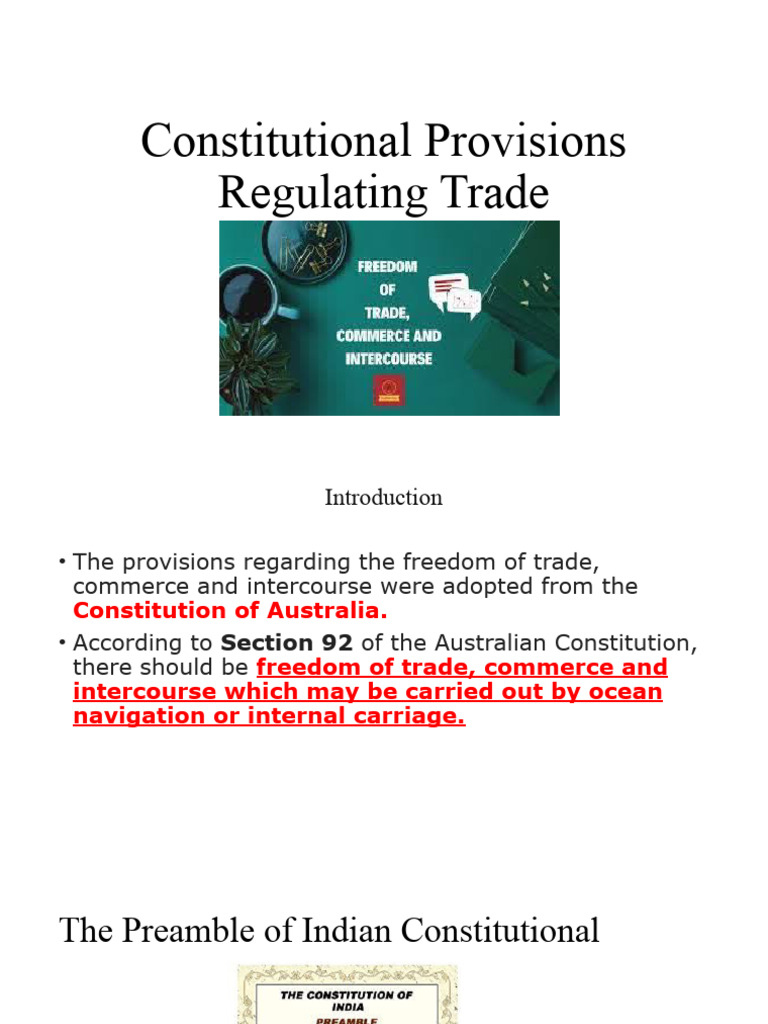 Constitutional Provisions Regulating Trade | PDF | Socialism | Social ...