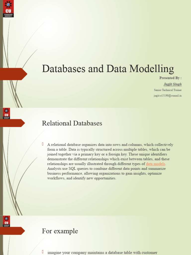 Databases and Data Modelling | PDF | Relational Database | Databases Databases and Data Modelling | PDF | Relational Database | Databases