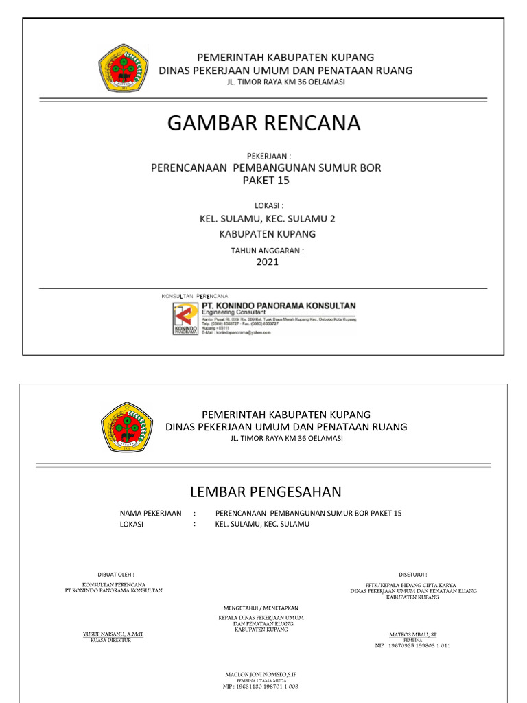 Rencana Gambar Pek. Pemboran Sumur Tanah Dalam | PDF
