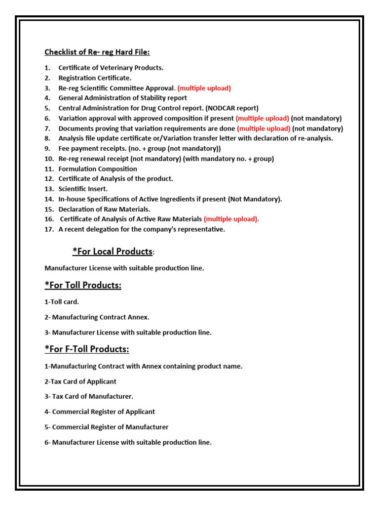 Hard File Re-Reg Checklist | PDF