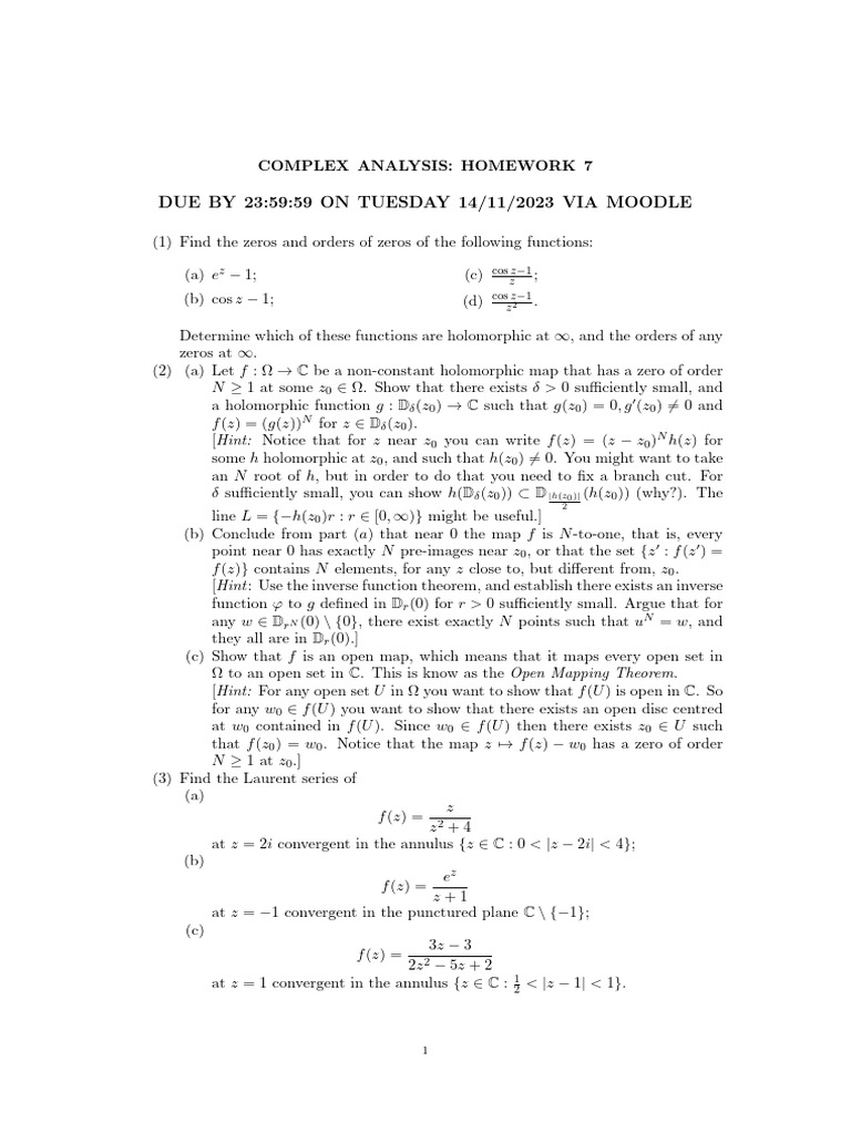 CW 7 | PDF | Analysis | Functions And Mappings