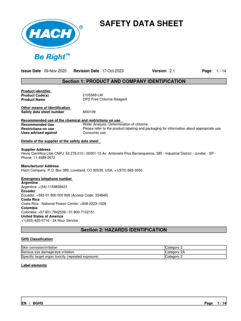 Xm Xelinc Hach Hs Dpd Cloro Libre Ingles 041223 Pdf