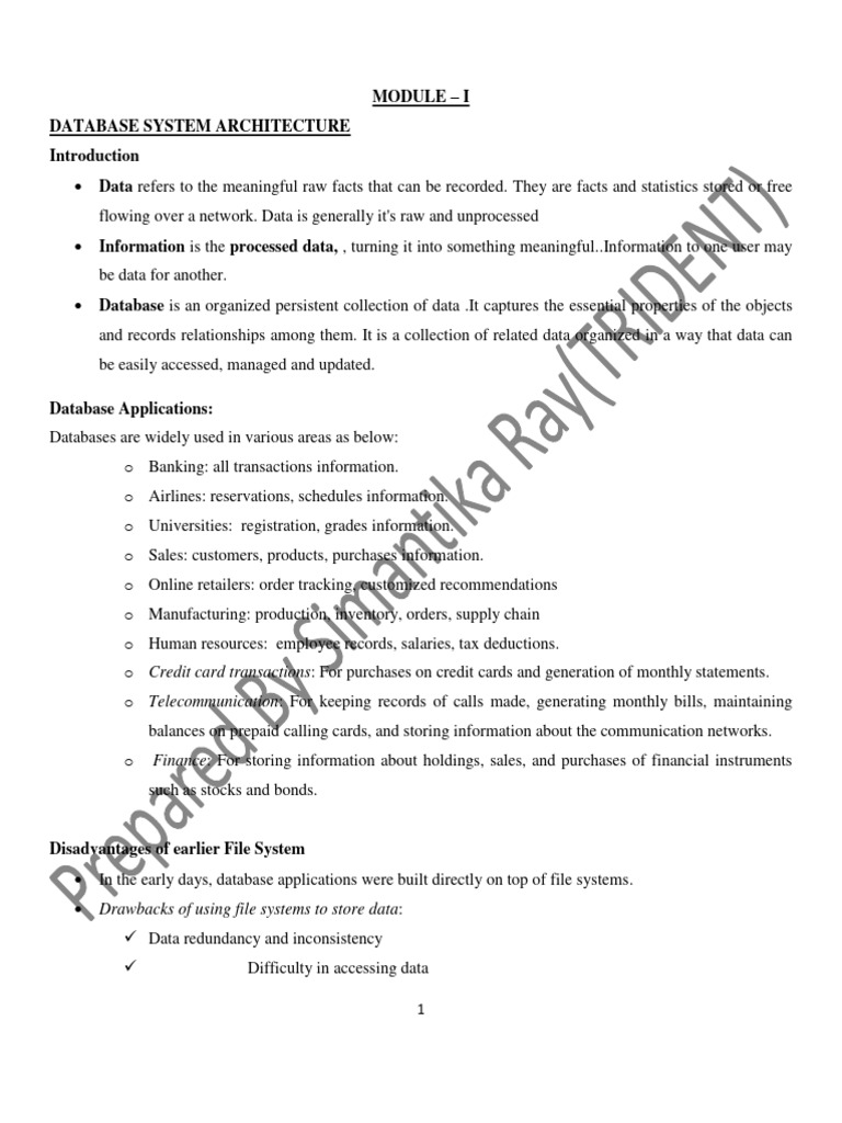 DE Module1 | PDF | Databases | Relational Database