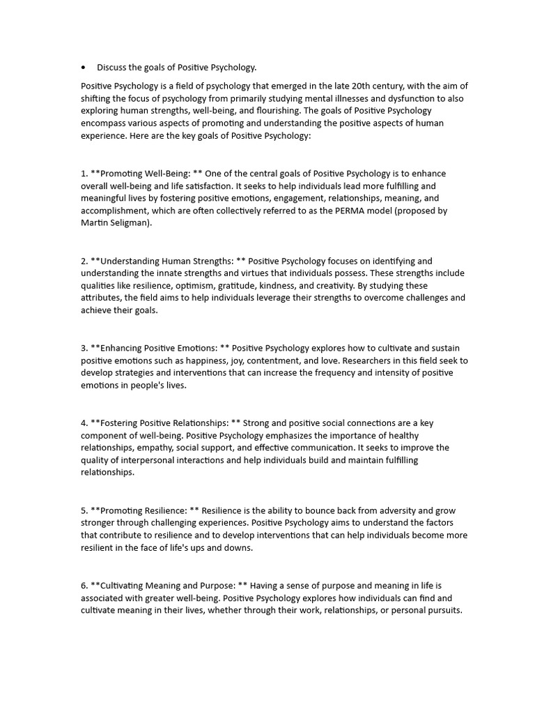 Goals of Positive Psychology Explained | PDF | Positive Psychology ...