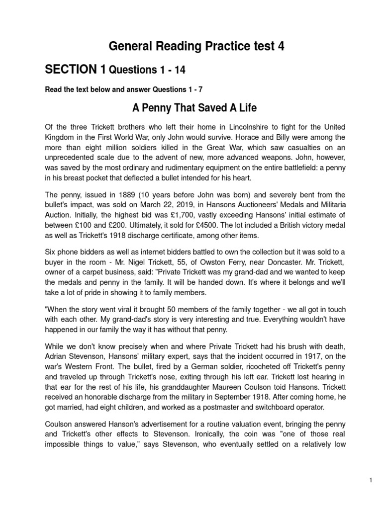 General Reading Practice Test 4 | PDF | Video Games | Machu Picchu