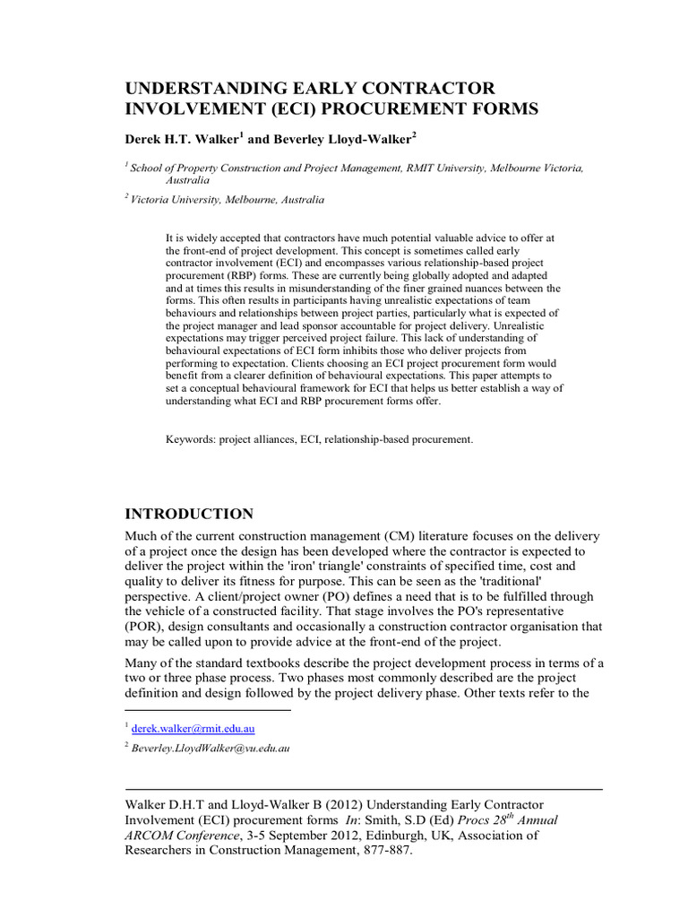 Understanding Early Contractor | PDF | Procurement | Project Management