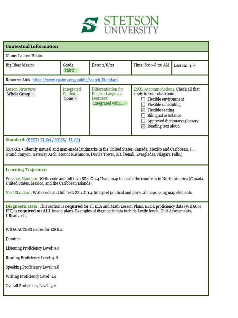 Mexico Landmarks for 3rd Graders | PDF | English As A Second Or Foreign ...