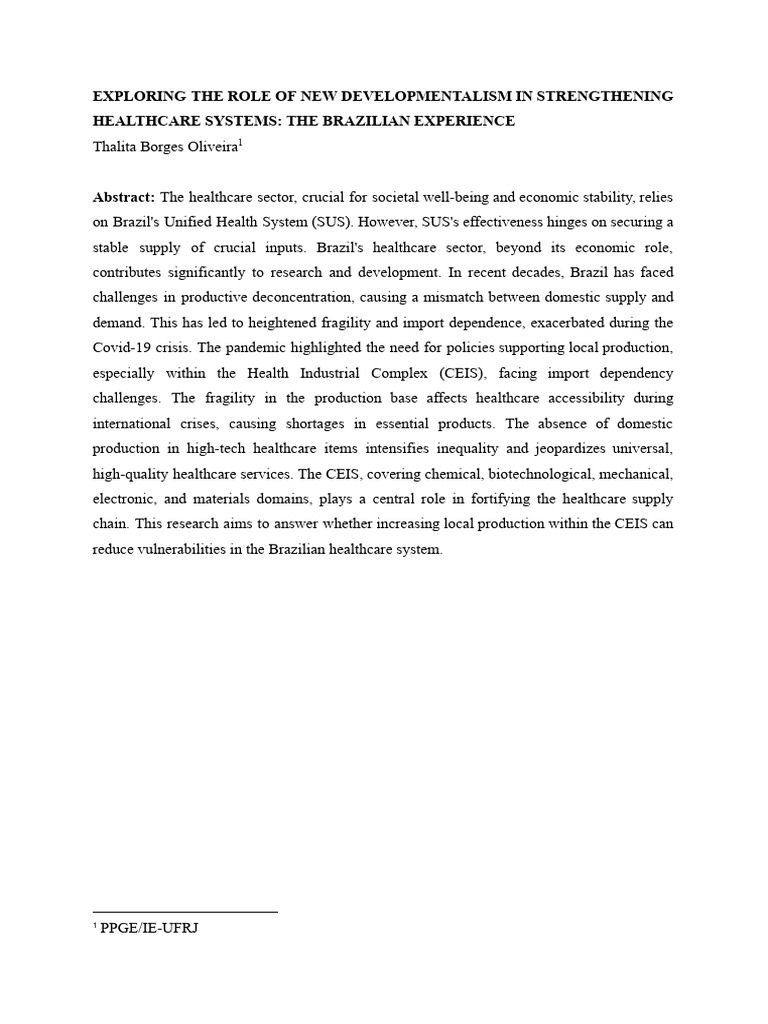 Exploring The Role of New Developmentalism in Strengthening Healthcare ...