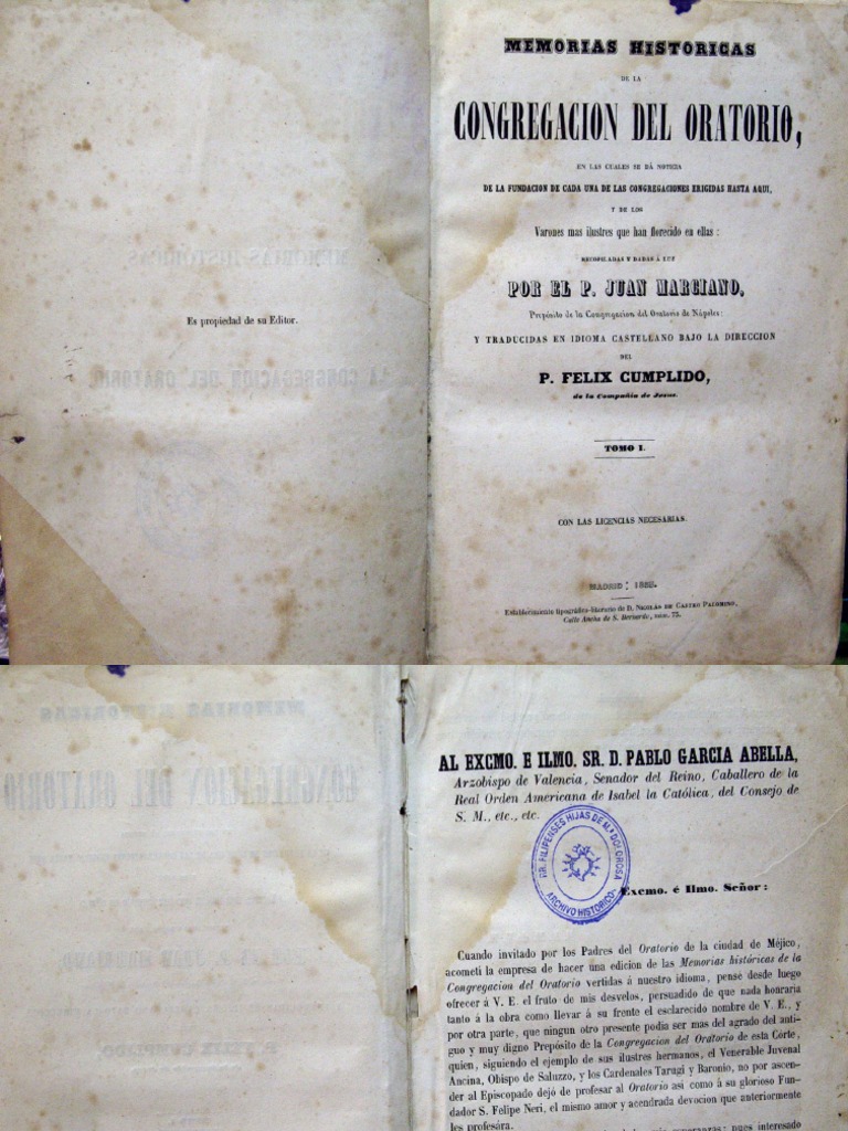 Memorias de La Congregación Del Oratorio - I - 1693 | PDF