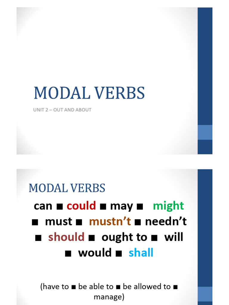 Unit 2 Simple Modals | PDF | Grammar | Linguistics Unit 2 Simple Modals | PDF | Grammar | Linguistics