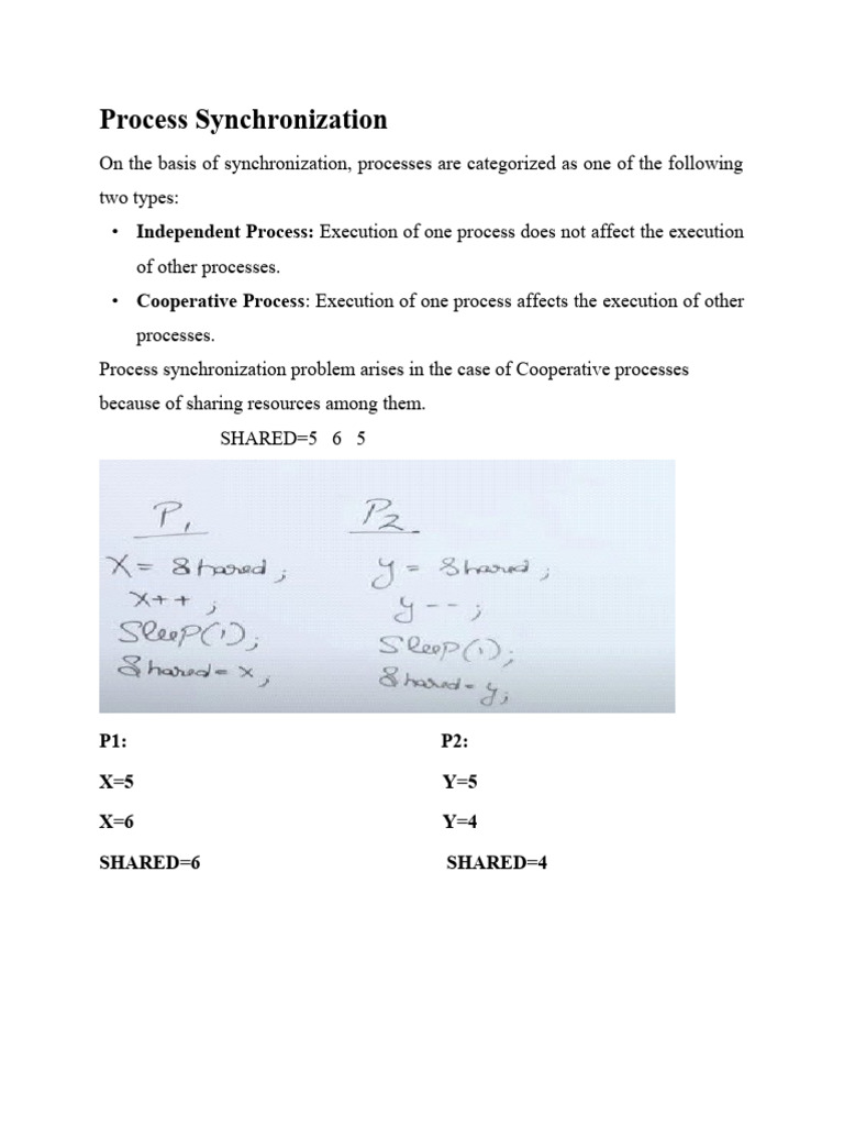 Process Synchronization Pdf Software Development Computer Engineering