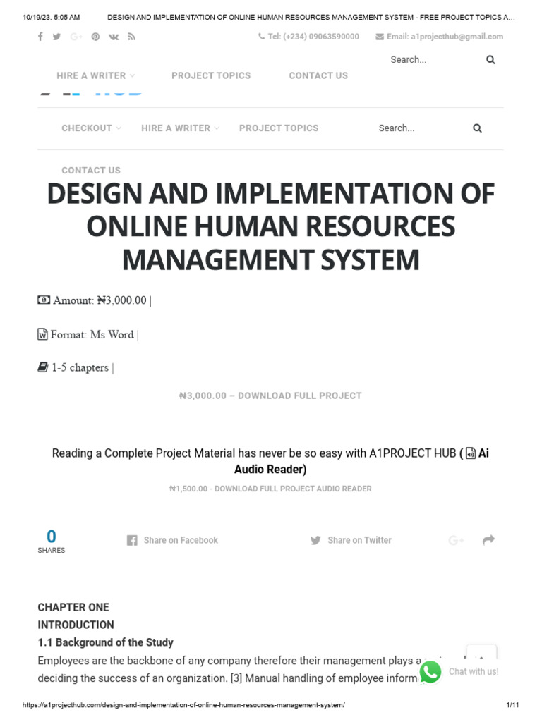 Design and Implementation of Online Human Resources Management System | PDF | Computing ...