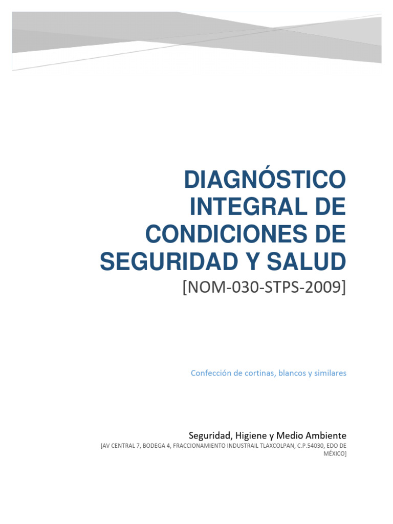 Diagnóstico Integral de Condiciones de Seguridad y Salud NOM-030 | PDF ...