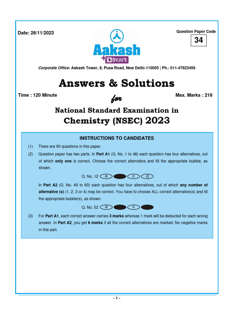 NSEC 2023 Question Paper and Solutions | PDF | Electromagnetic ...