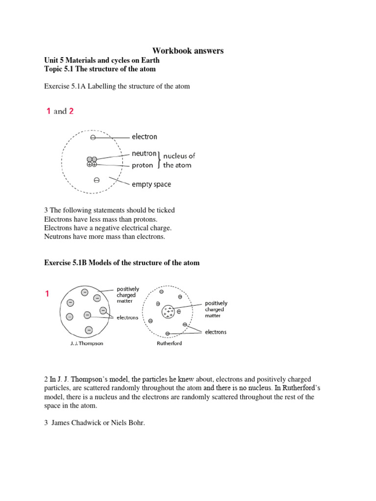 Unit 5 Materials and Cycles On Earth Workbook Answers | PDF | Atoms ...