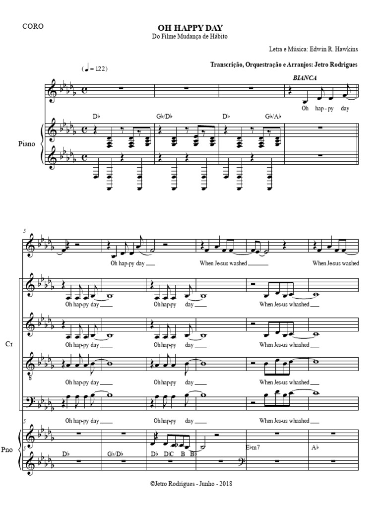 Oh Happy Day - Coro e Piano | PDF