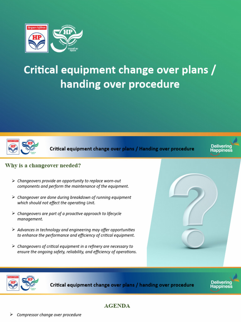 Critical Equipment Change Over Procedure | PDF | Pump | Valve