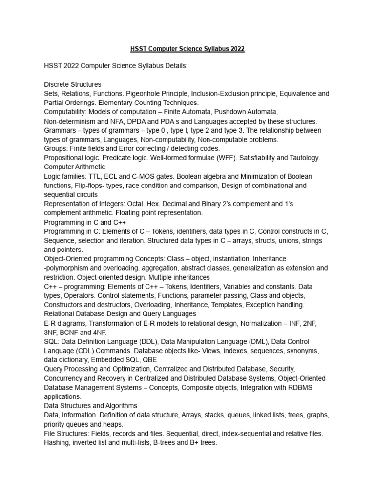 HSST Computer Science 1 | PDF | Computer Network | Parsing