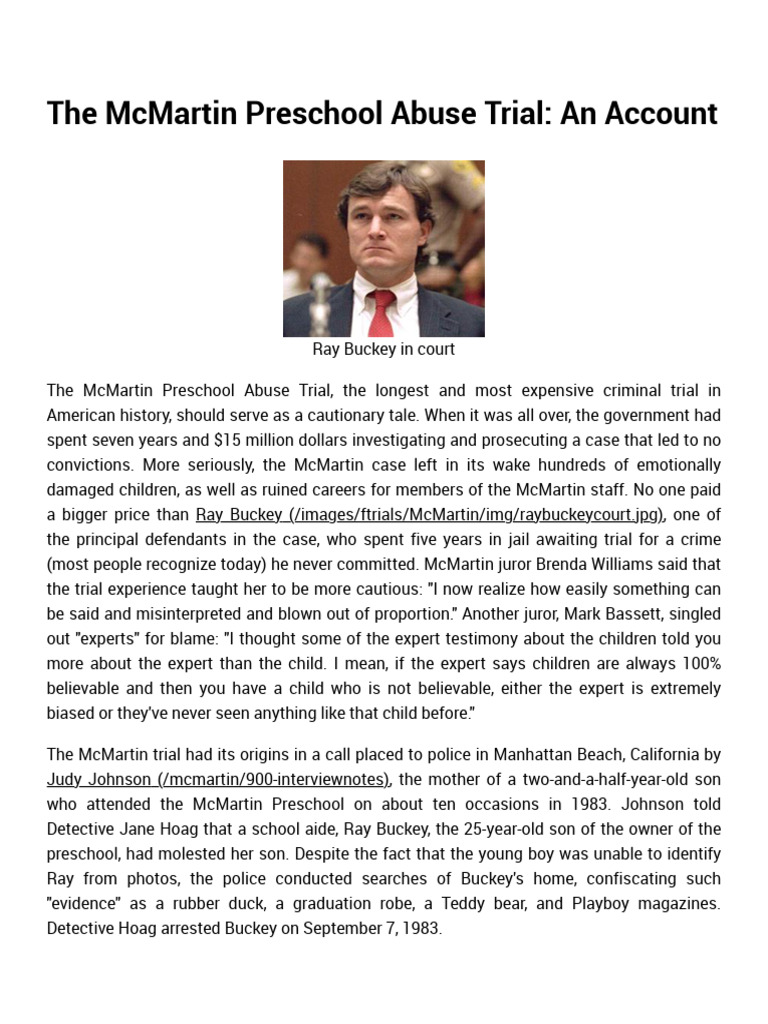 McMartin Preschool Abuse Trial Overview | PDF | Criminal Law | Crimes