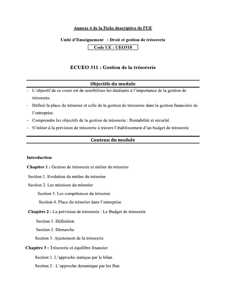Gestion de La Trésorerie | PDF