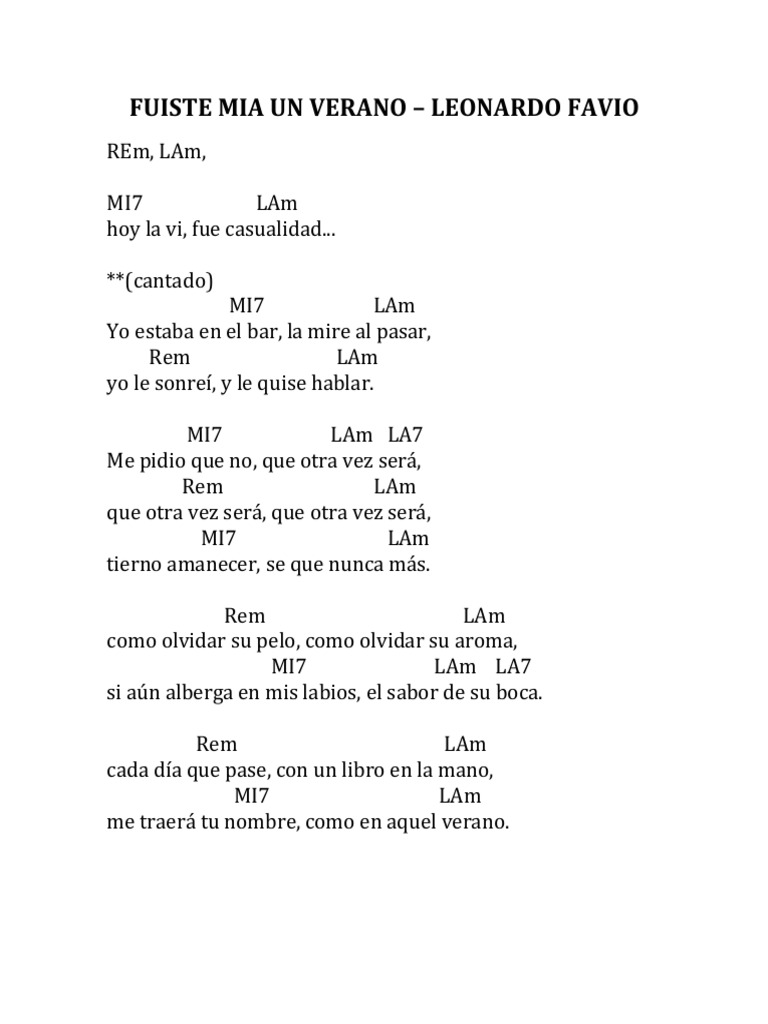 Fuiste Mia Un Verano - Leonardo Favio | PDF