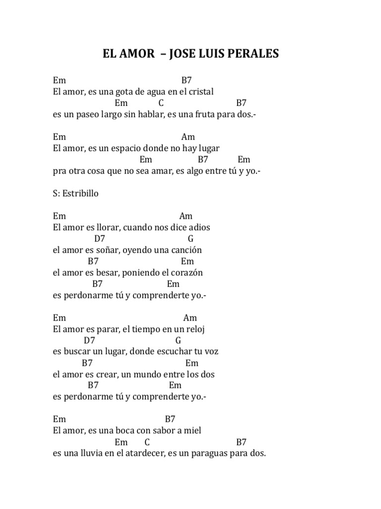 El Amor - Jose Luis Perales | PDF