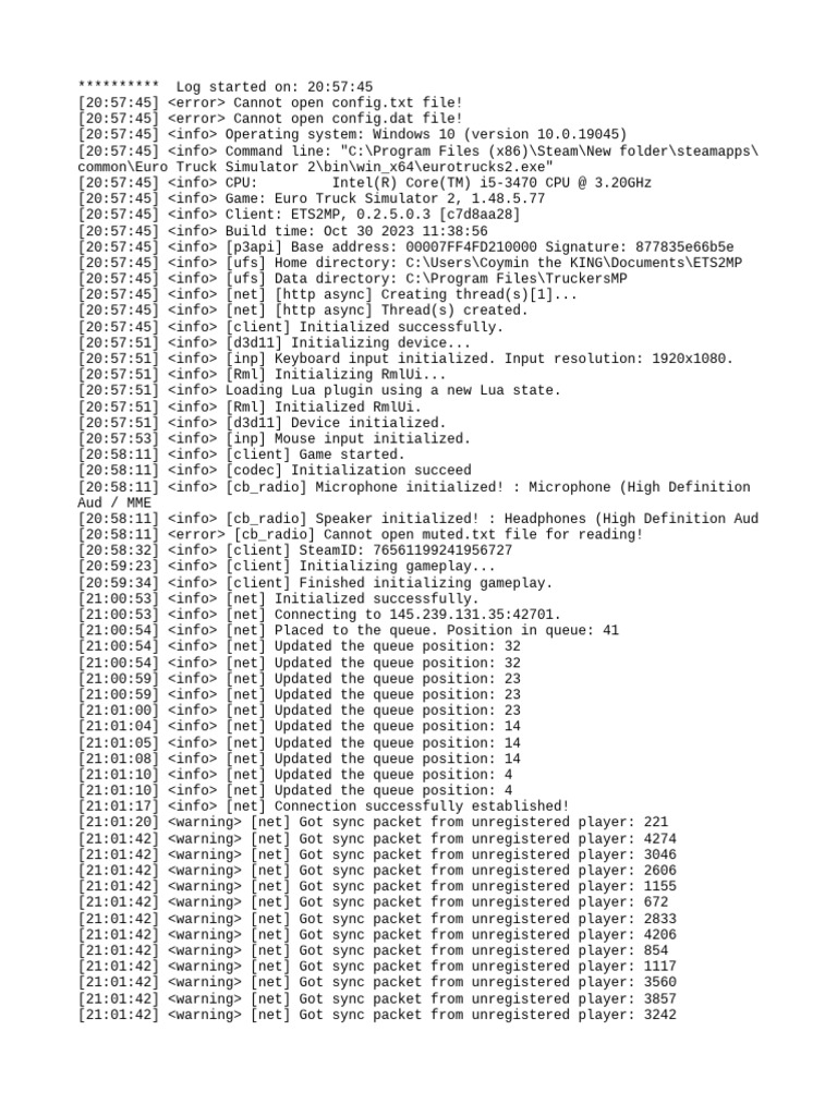 Client 2023 10 31 Log | PDF | Computer Science | Computing Platforms