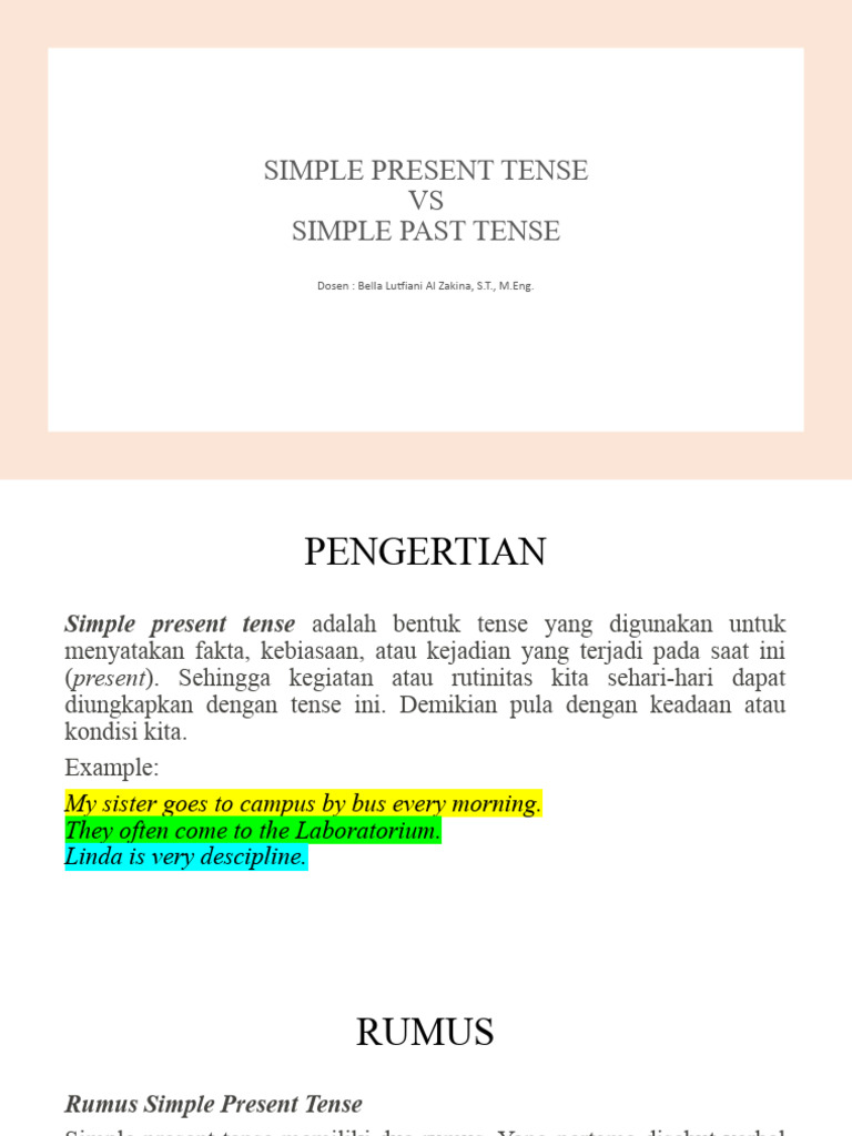 Pertemuan 2 Simple Present Dan Past Tense | PDF