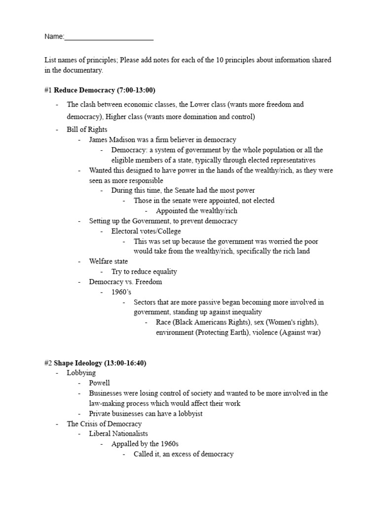 Documentary Notes | PDF | Taxes | Democracy