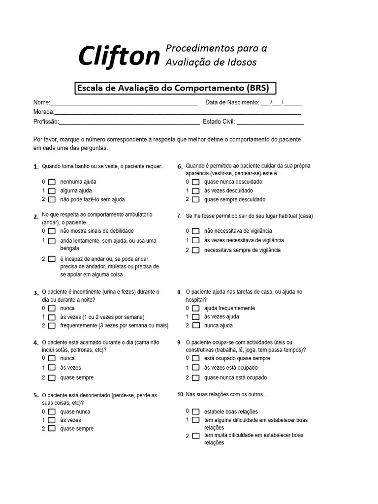 Clifton (Escala de Avaliação Do Comportamento) | PDF
